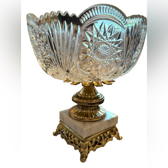 Vintage | Dining | Mcm Hollywood Regency Cut Crystal Centerpiece Bowl ...